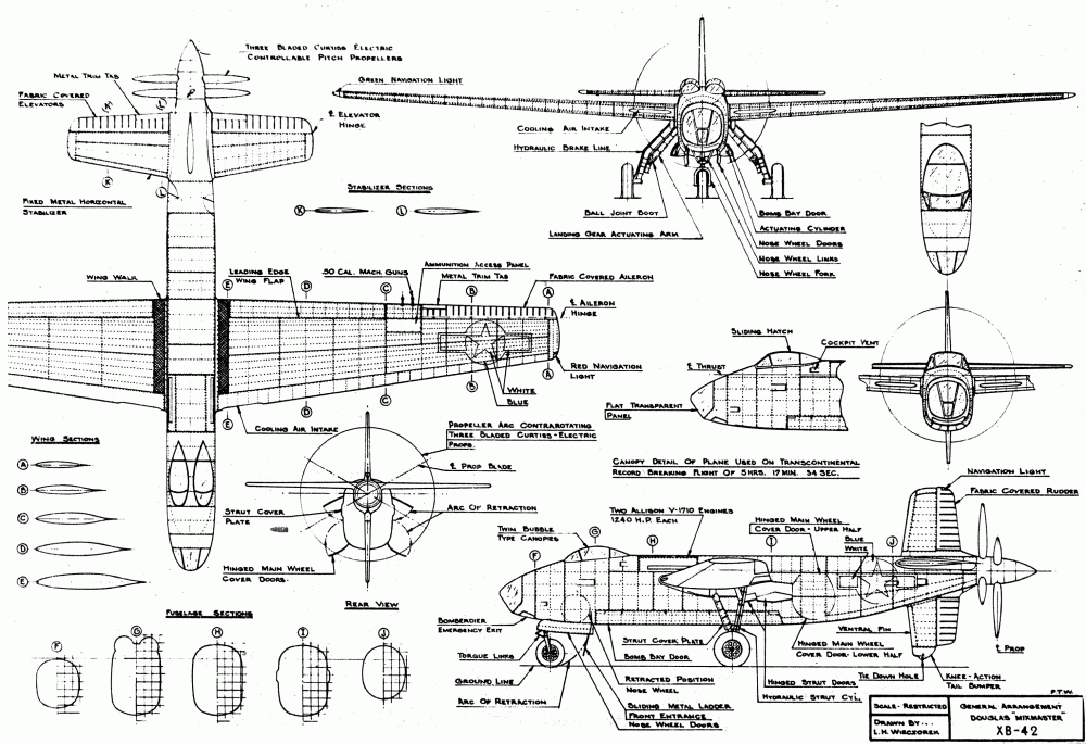 Blueprints for the bizarre Douglas XB-42 Mixmaster | Hush-Kit